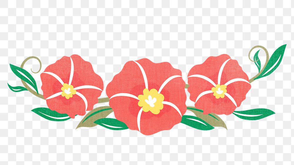 Red flower divider png, cute | Free PNG - rawpixel