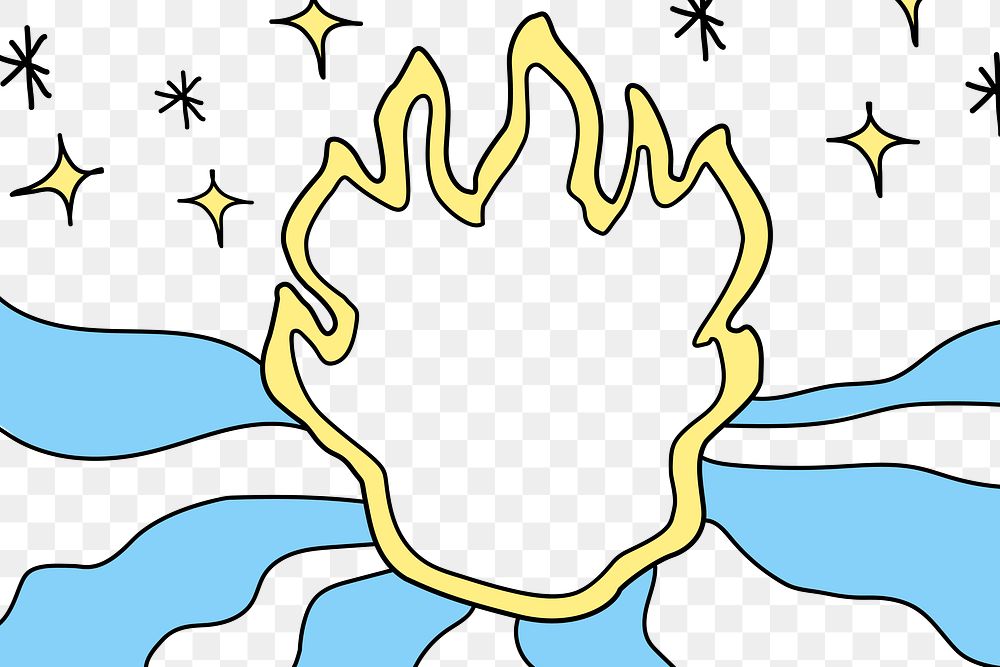 Funky frame png, yellow fire | Free PNG - rawpixel