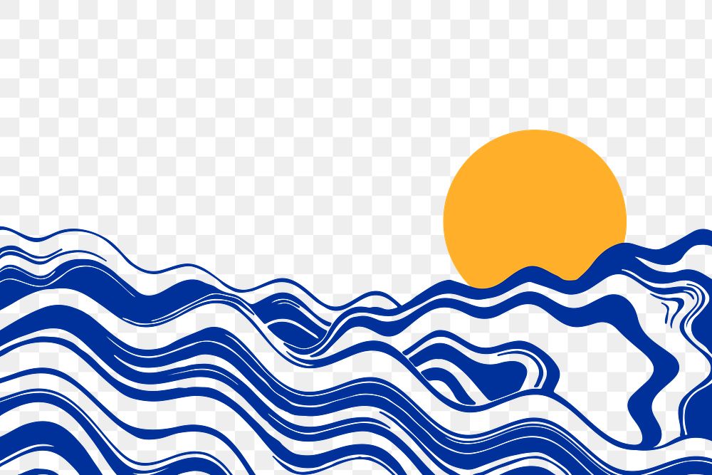 Blue waves & sun png, | Premium PNG - rawpixel