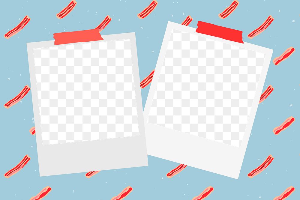 Png instant photo frame on bacon | Free PNG - rawpixel