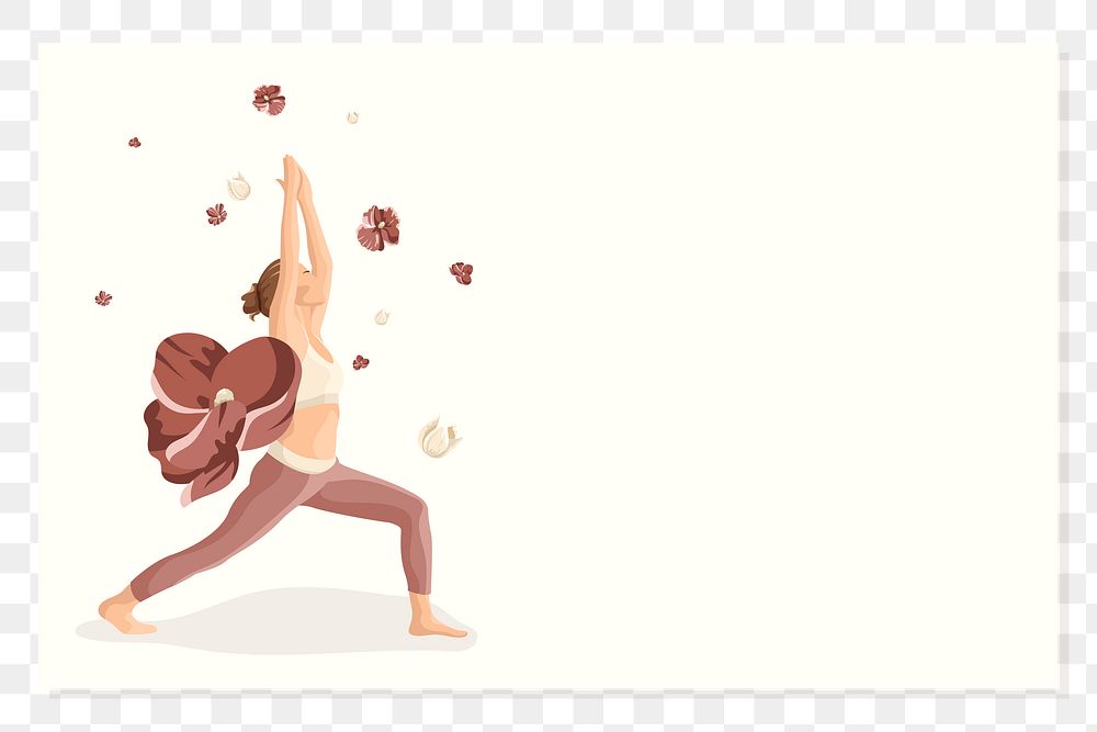 Png floral yoga frame with woman | Free PNG - rawpixel
