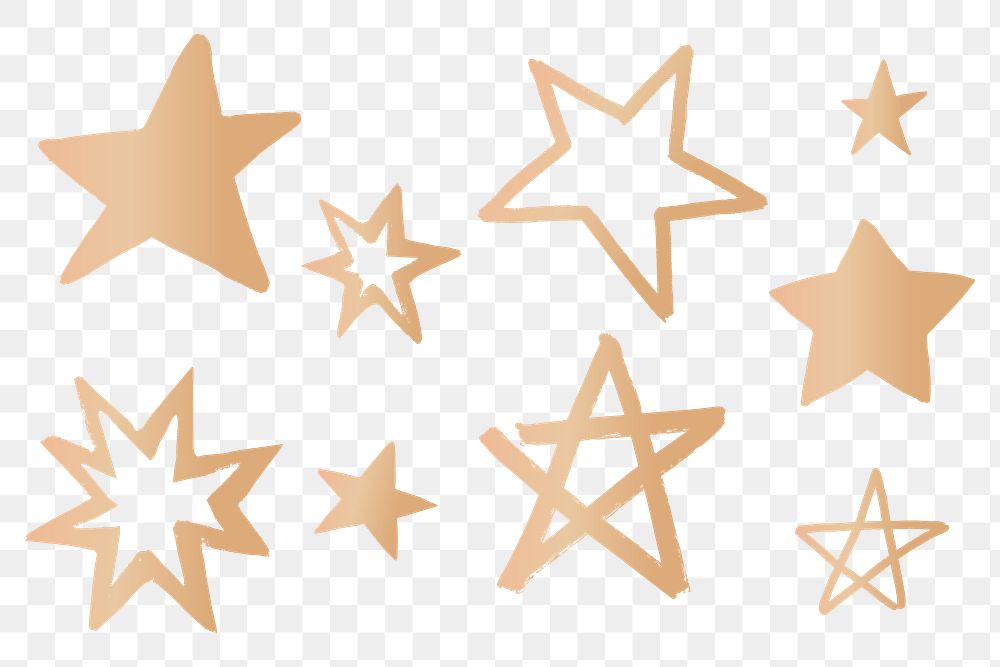 Golden png sparkly stars galactic doodle… | Free stock illustration ...