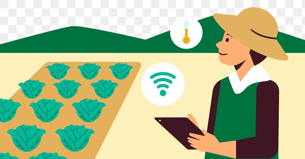 Farmer using precision agriculture technology | Free PNG Sticker - rawpixel