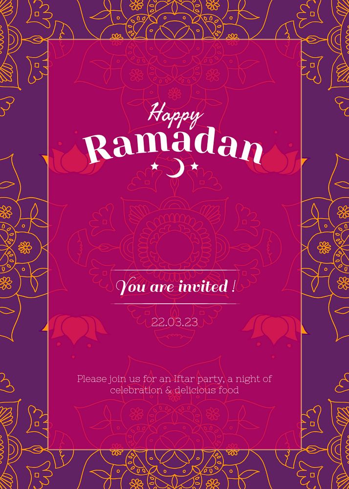 Ramadan invitation card template, editable | Premium Editable Template ...