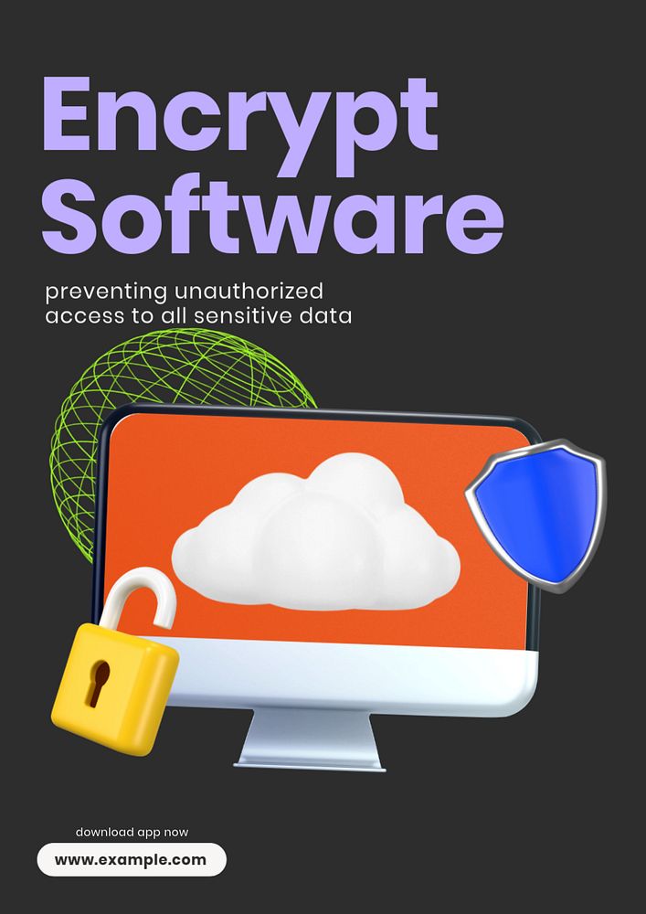 Encrypt software poster template, editable | Premium Editable Template ...