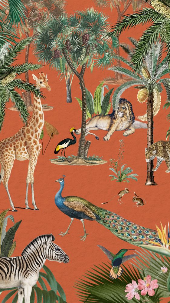 Wild animals pattern phone wallpaper, | Premium Editable Design - rawpixel