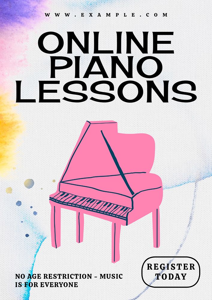 Online piano lesson poster template, | Premium Editable Template - rawpixel