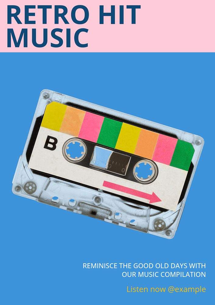 Retro music playlist poster template, | Premium Editable Template ...