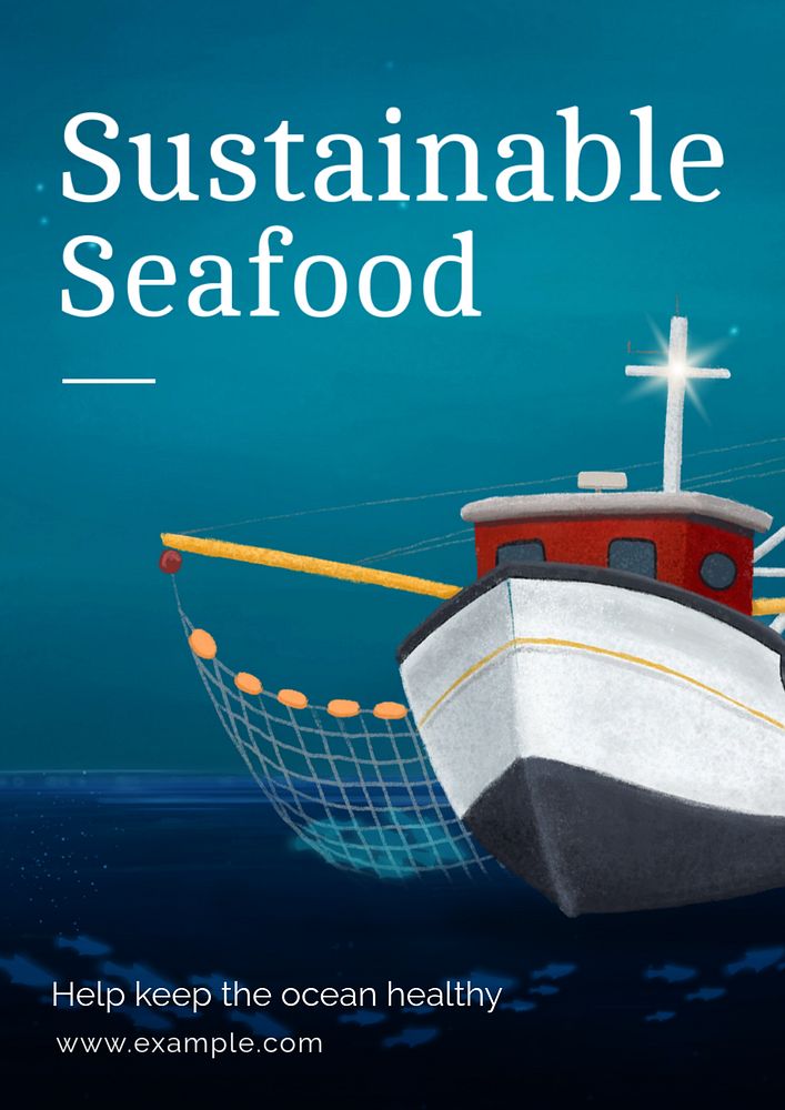 Sustainable seafood poster template, customizable | Premium Editable ...