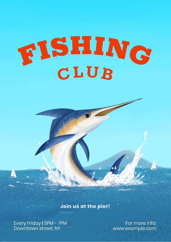 Fishing club poster template, customizable | Free Editable Template ...