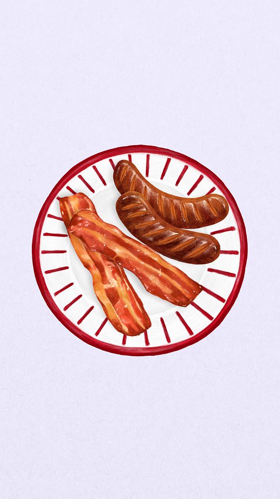 Bacon & sausages iPhone wallpaper, | Premium Editable Design - rawpixel