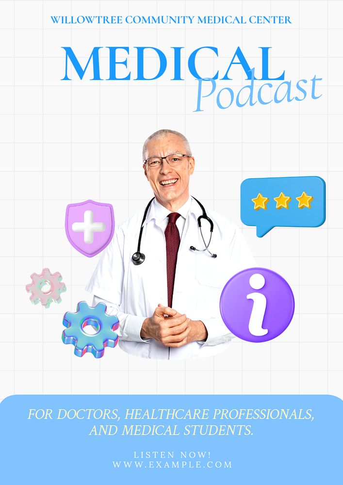 Medical podcast poster template, editable | Premium Editable Template ...