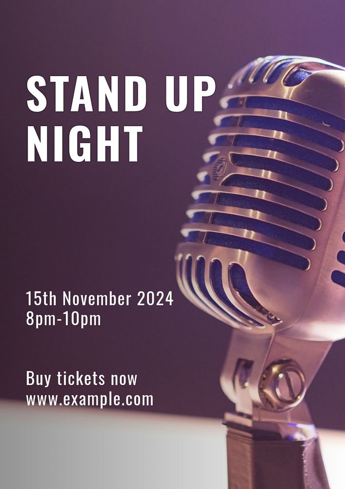 Standup comedy night poster template, | Premium Editable Template ...