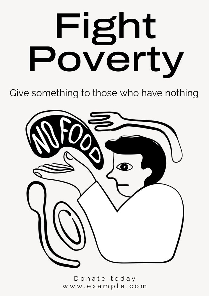 Fight poverty poster template, editable | Free Editable Template - rawpixel