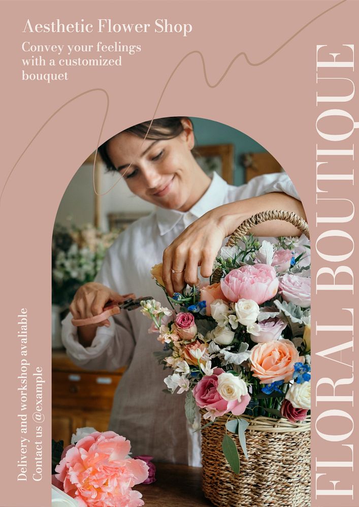 Floral boutique poster template, editable | Premium Editable Template - rawpixel