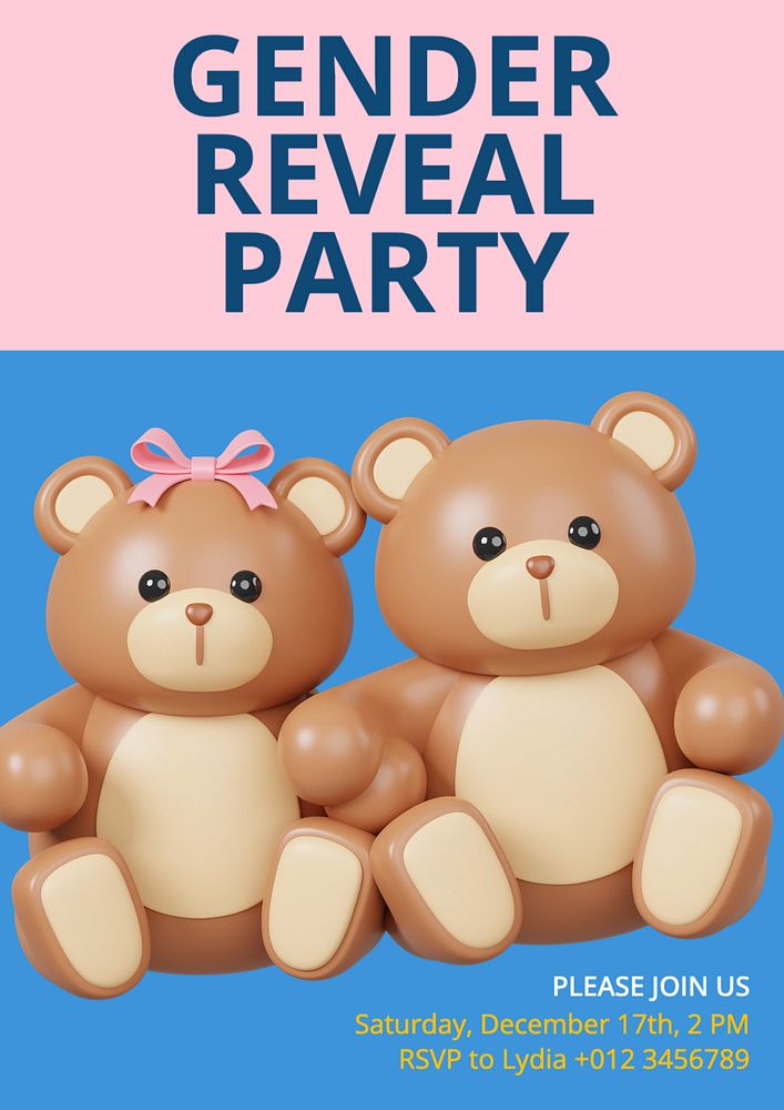 Gender reveal party poster template, | Premium Editable Template - rawpixel