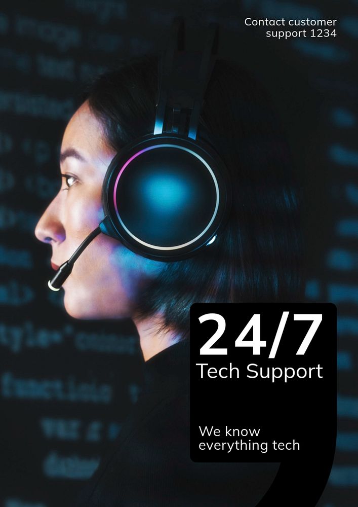 24/7 tech support | Premium Editable Template - rawpixel