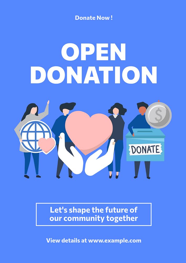 Open donation poster template, editable | Free Editable Template - rawpixel