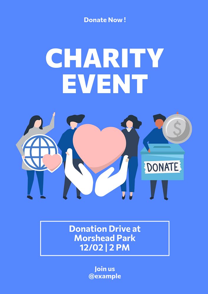 Charity event poster template, editable | Free Editable Template - rawpixel