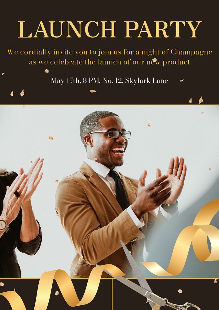 Launch party poster template, editable | Premium Editable Template - rawpixel