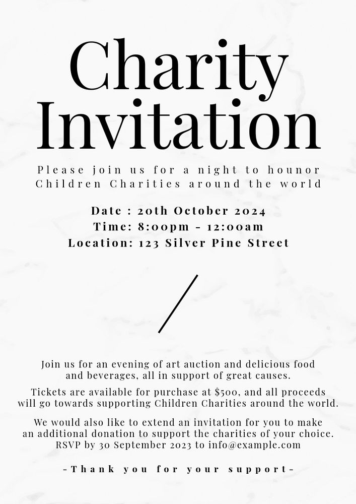 Charity invitation poster template, editable | Free Editable Template ...
