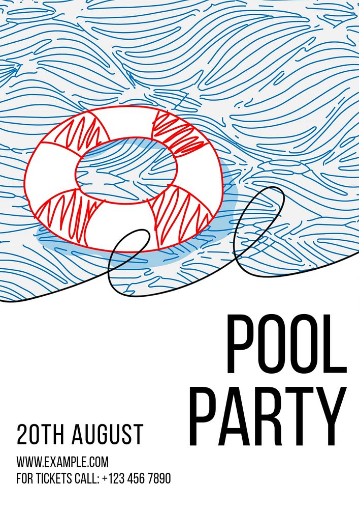 Pool party poster template, editable | Premium Editable Template - rawpixel