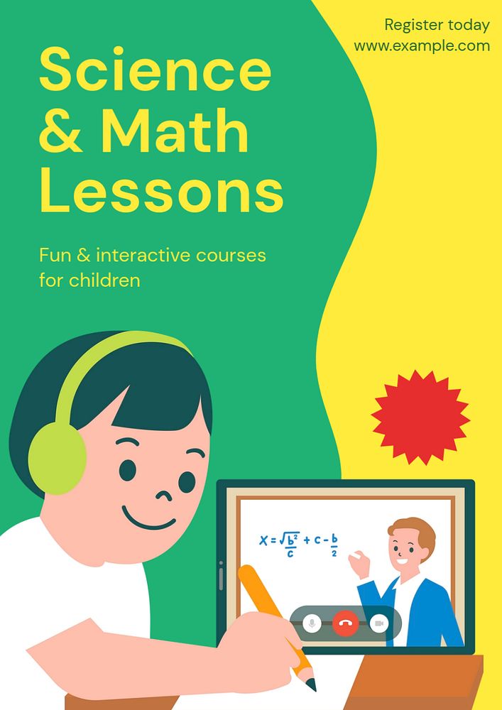 Science & math lessons poster | Premium Editable Template - rawpixel