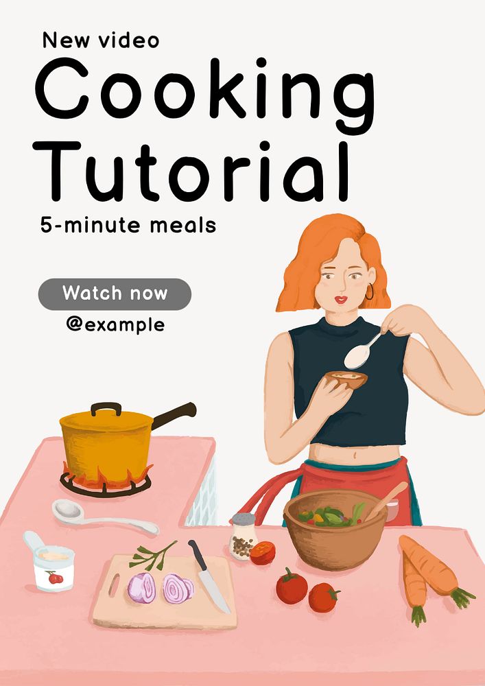 Cooking tutorial poster template, editable | Premium Editable Template ...