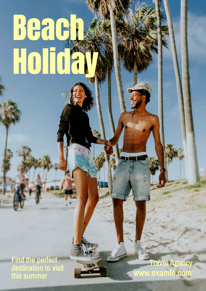 Beach holiday poster template, editable | Premium Editable Template ...