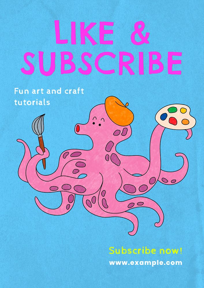 Like & subscribe poster template | Premium Editable Template - rawpixel