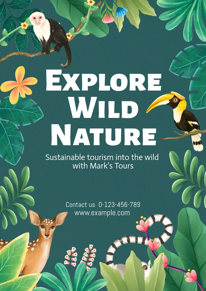 Explore wild nature poster template, | Premium Editable Template - rawpixel