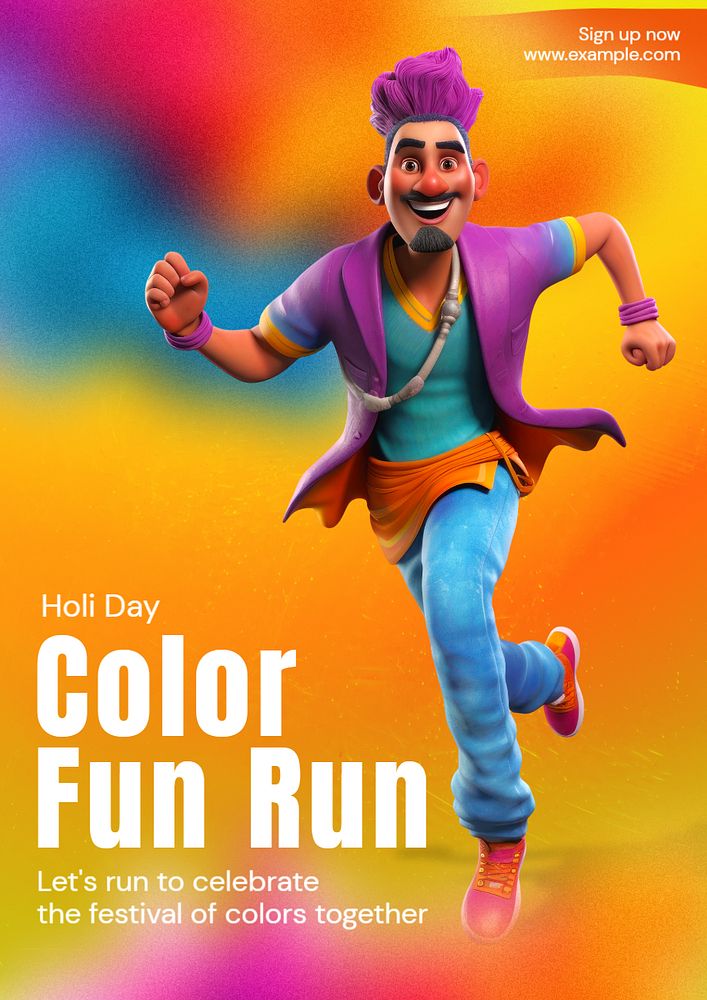 Holi day run poster template, | Premium Editable Template - rawpixel