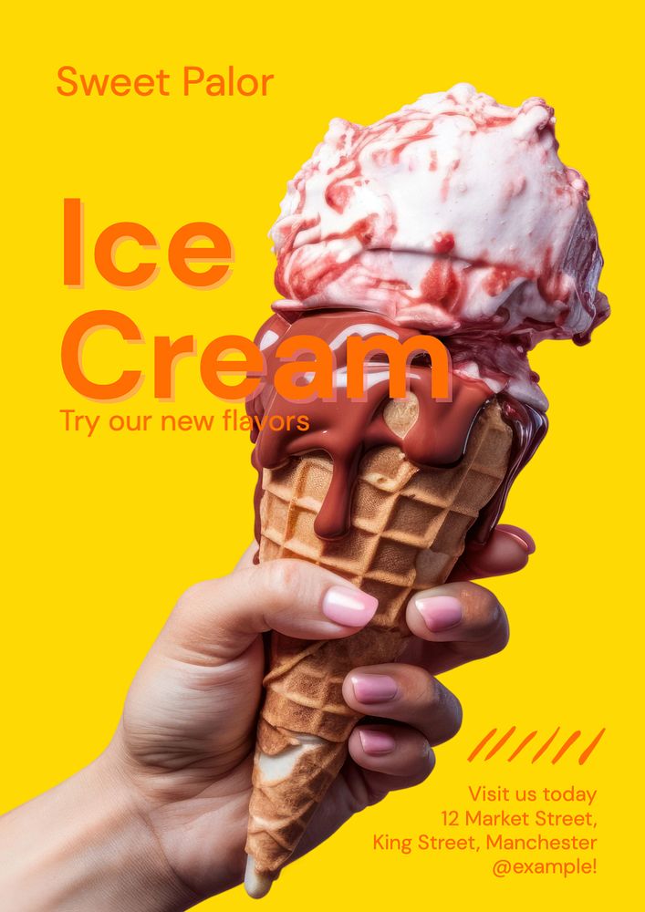 Ice cream shop poster template, | Premium Editable Template - rawpixel