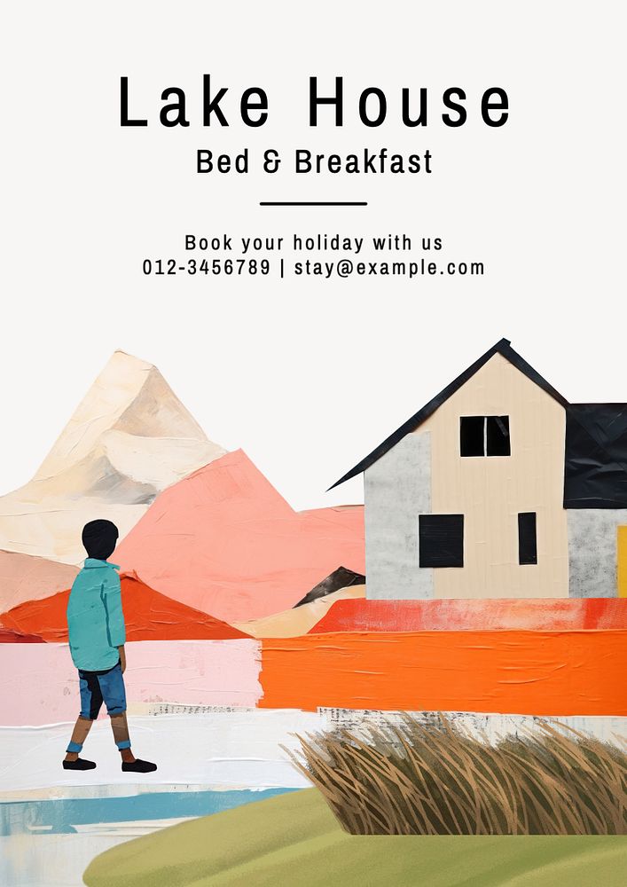 Lake house poster template, editable | Premium Editable Template - rawpixel