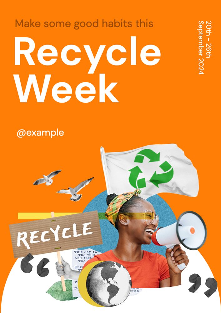 Recycle week poster template, editable | Premium Editable Template ...