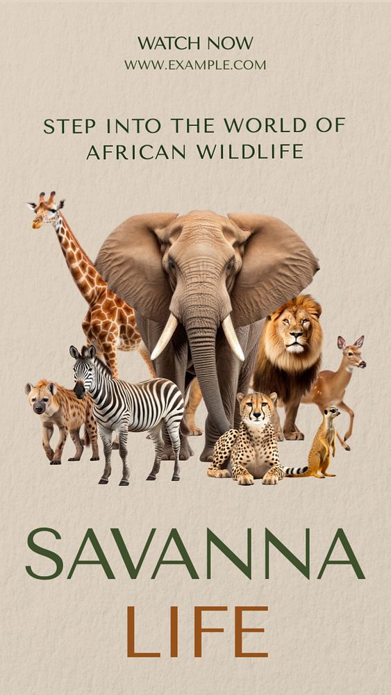 Savanna life Instagram story template, | Premium Editable Template ...