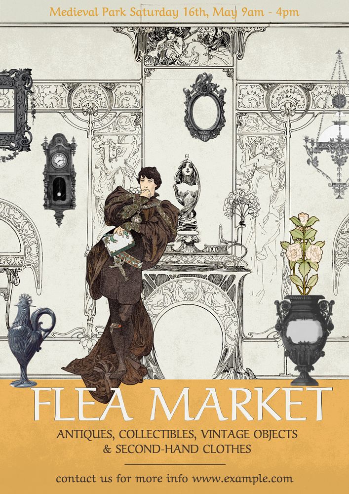Flea market poster template, editable | Premium Editable Template ...