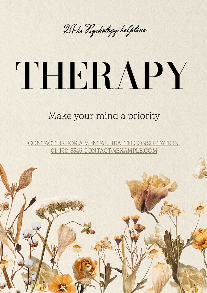 Therapy poster template, editable text | Free Editable Template - rawpixel