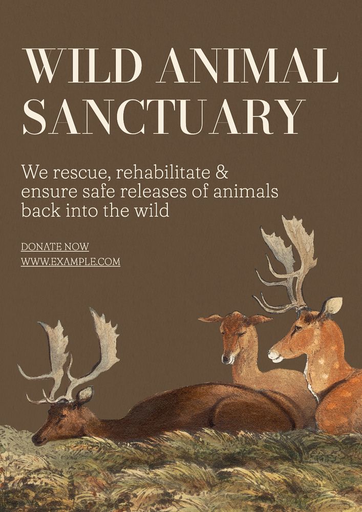 Wildlife sanctuary poster template, editable | Free Editable Template ...