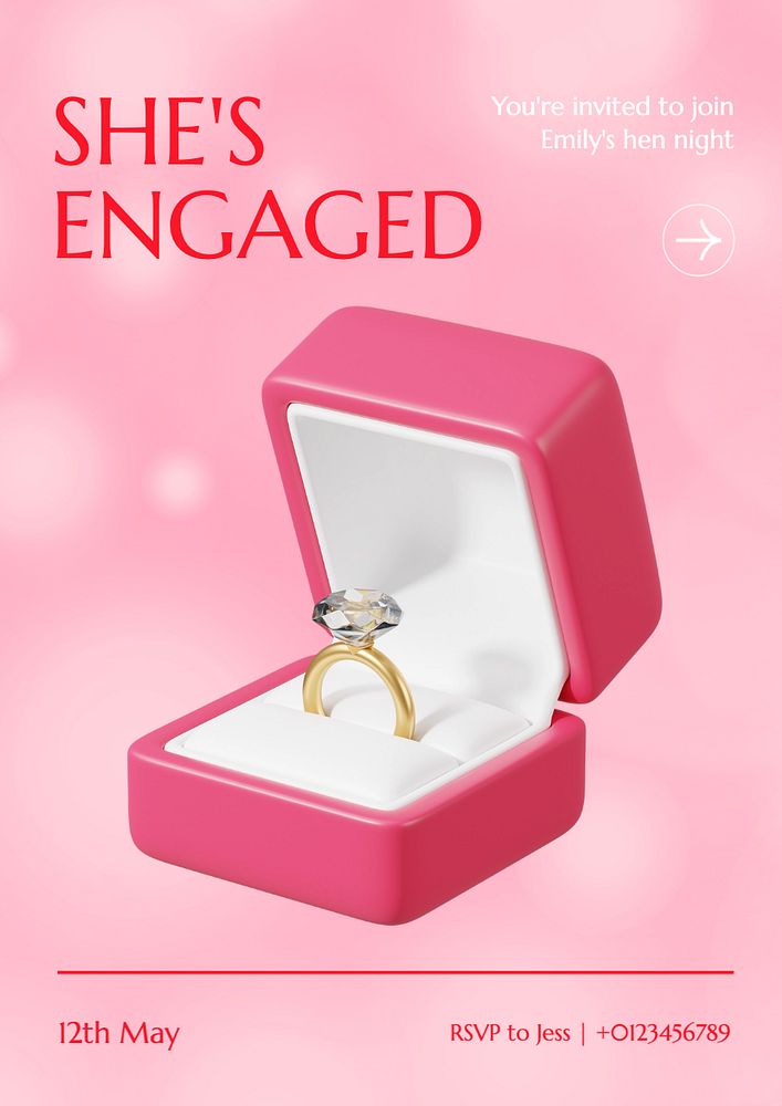 She's engaged poster template, editable | Premium Editable Template ...