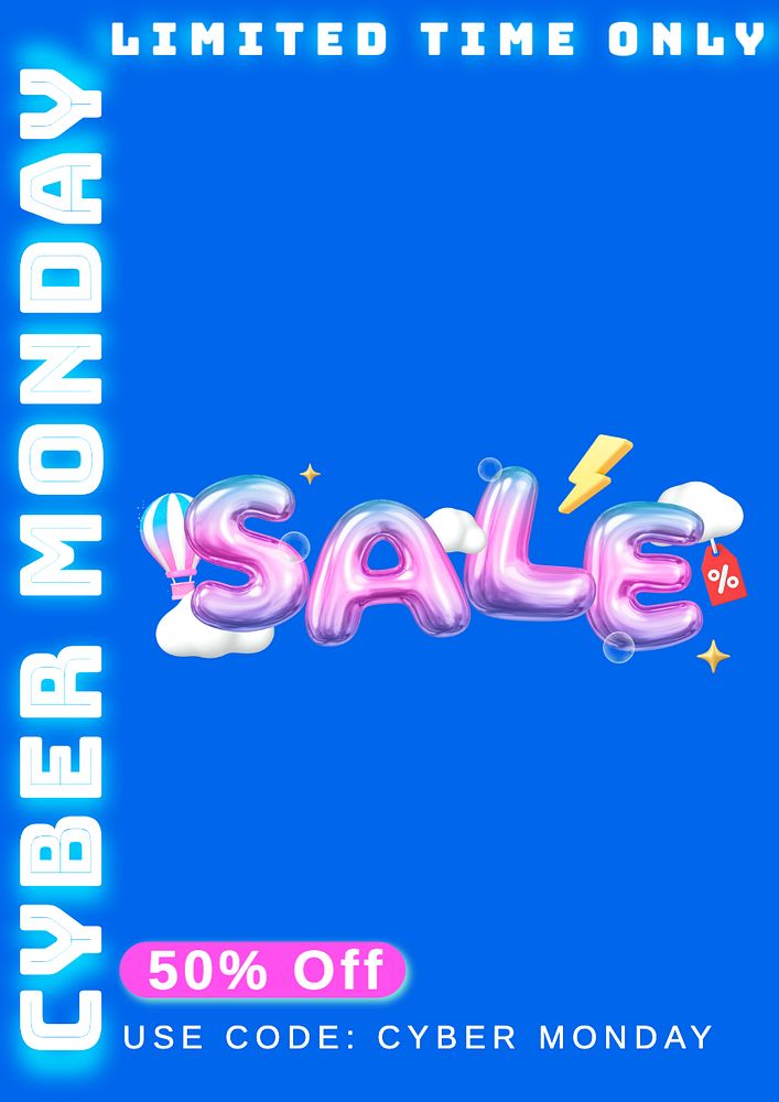 Cyber Monday sale poster template, | Premium Editable Template - rawpixel