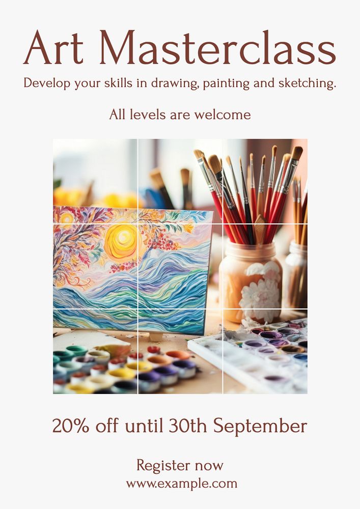 Art mastercalss poster template, editable | Premium Editable Template ...