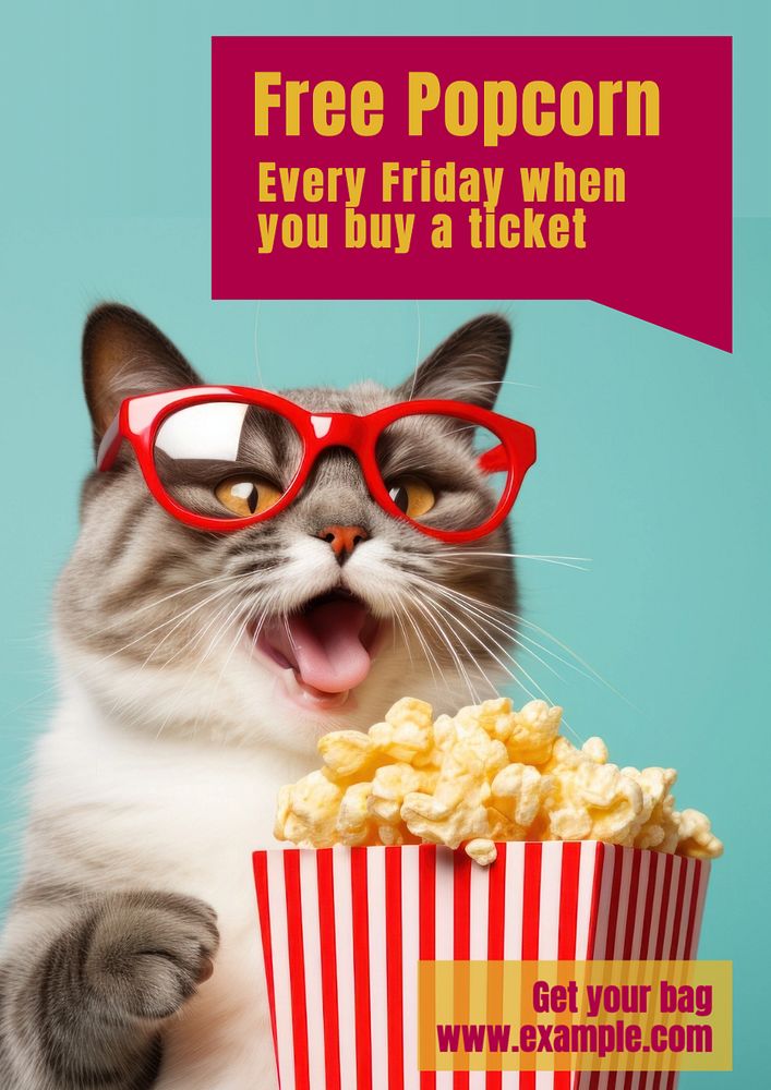 Free popcorn poster template, editable | Premium Editable Template ...
