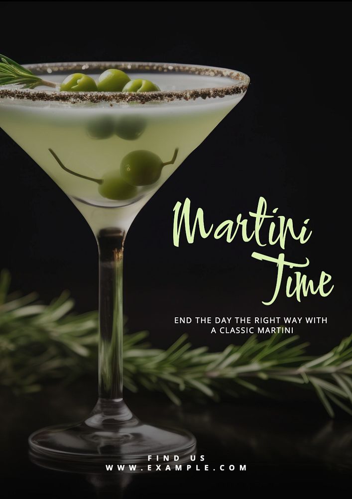 Martini time poster template, editable | Premium Editable Template ...