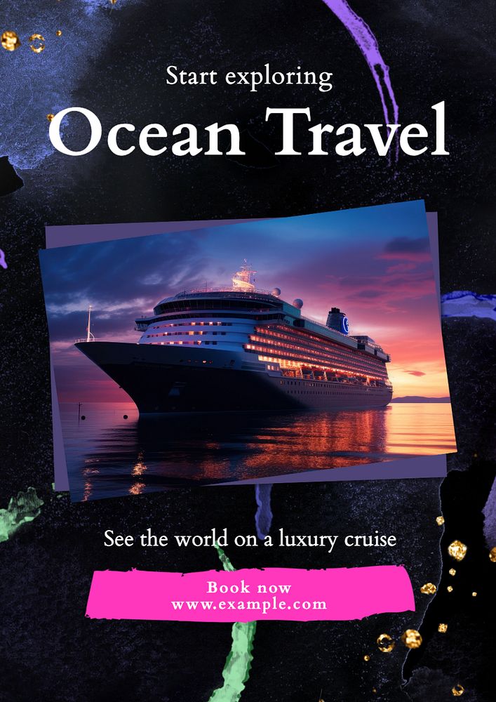 Ocean travel poster template, editable | Premium Editable Template ...