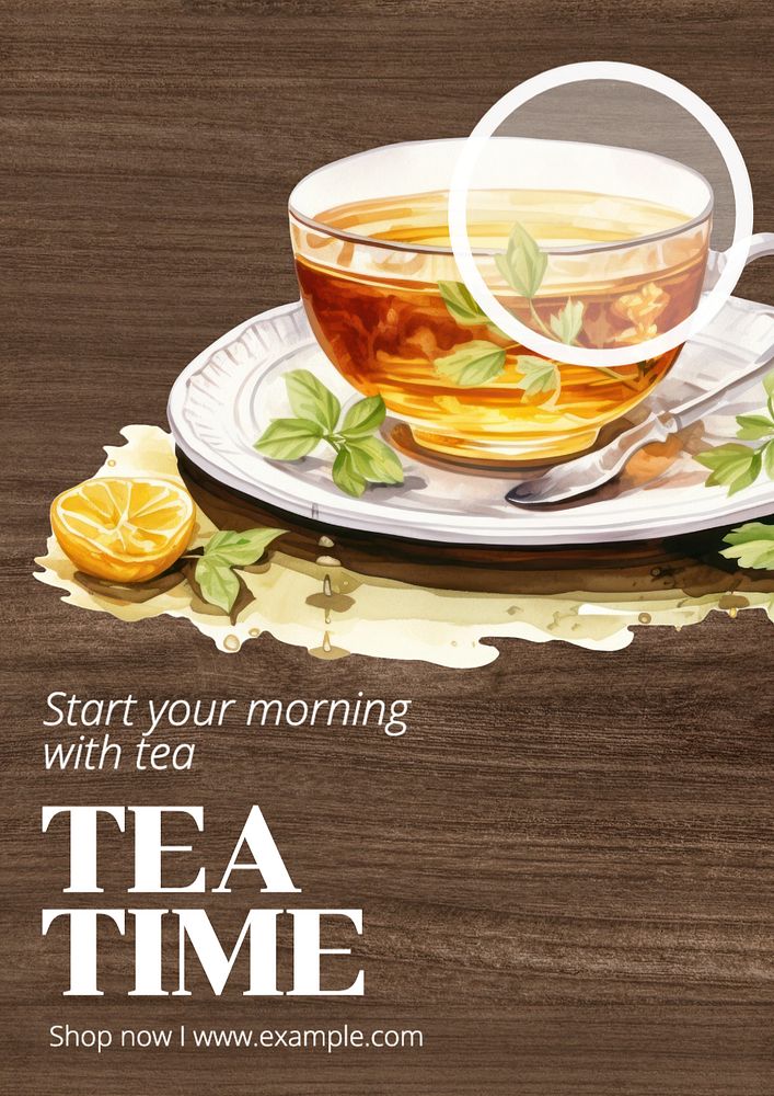 Tea time poster template, editable | Premium Editable Template - rawpixel