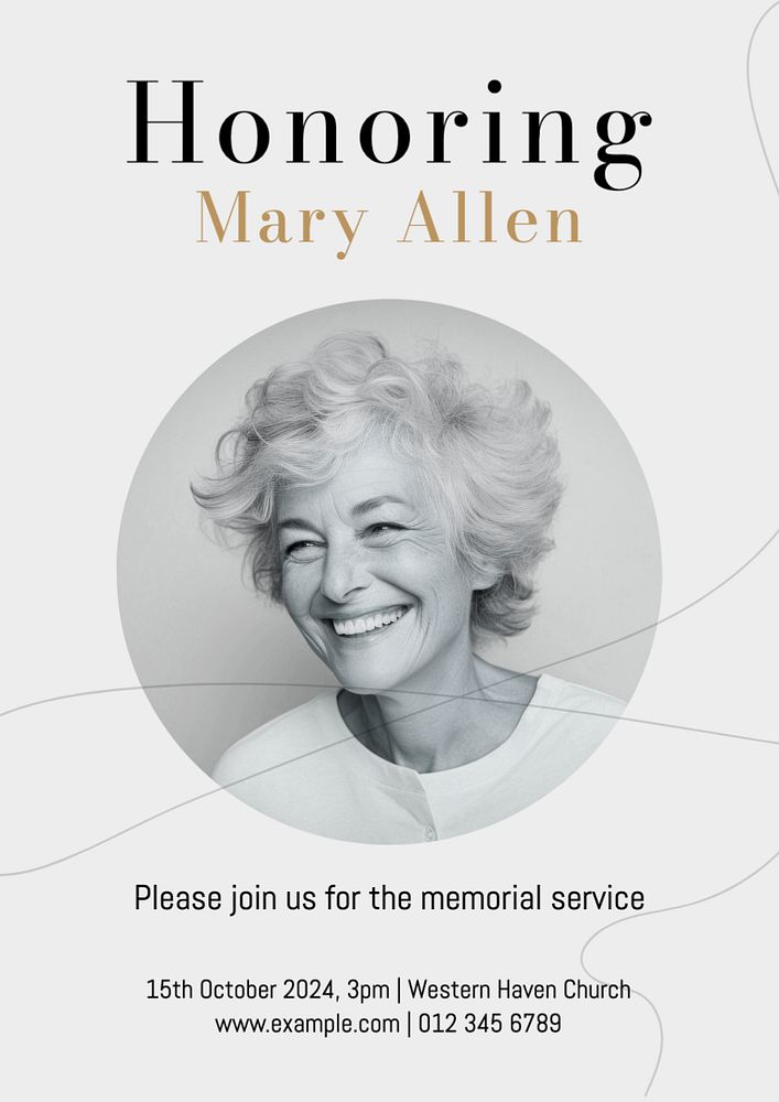 Memorial service poster template, editable | Premium Editable Template ...