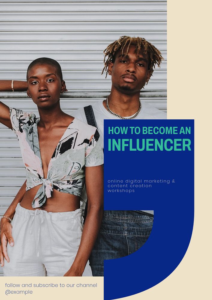 Become an influencer poster template, | Premium Editable Template ...