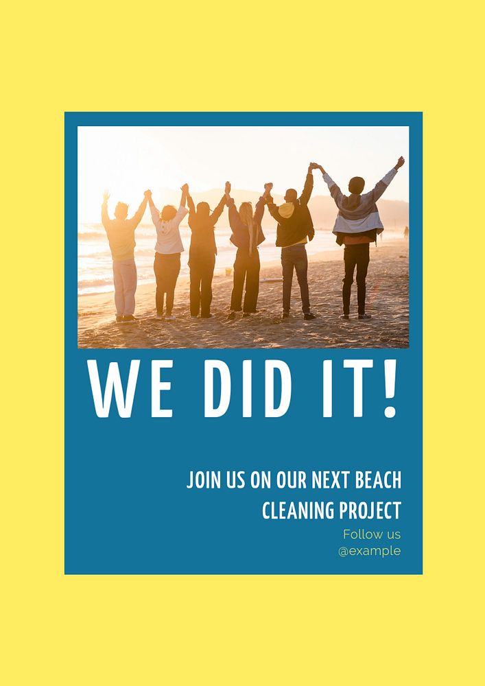 Beach cleaning project poster template, | Premium Editable Template ...