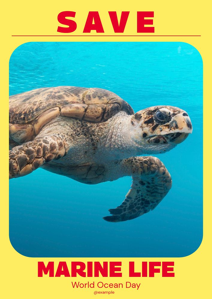 Turtle endangered ocean environment poster | Premium Editable Template ...